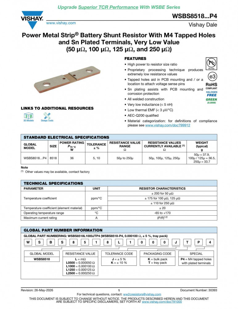 WSBS8518 datasheet page 1