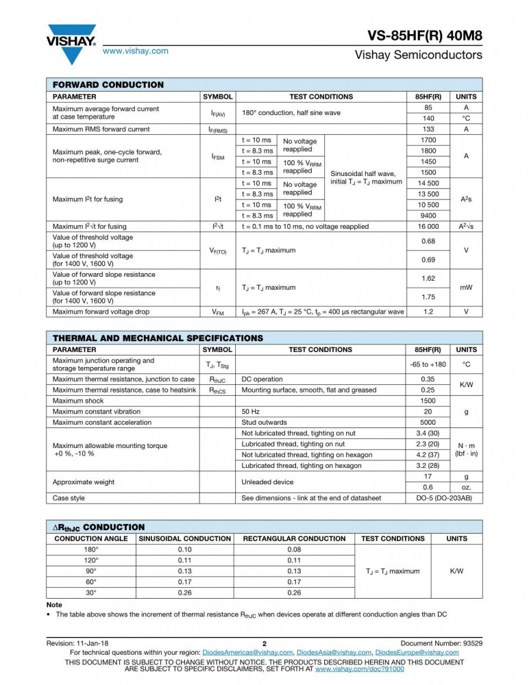 VS-85HF datasheet page 2