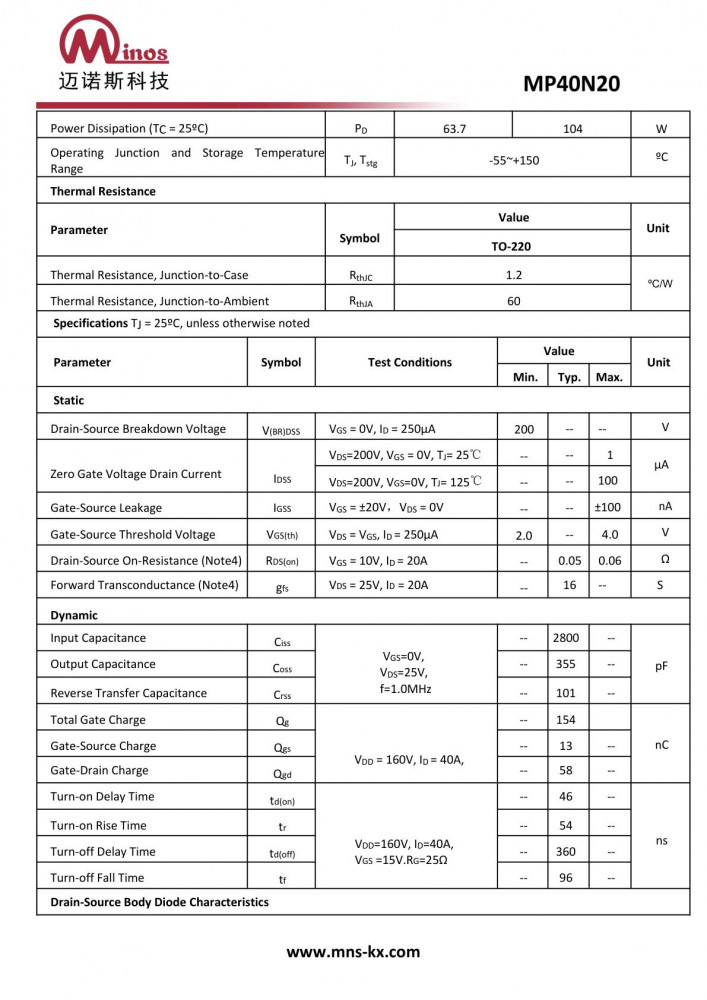 MP40N20 datasheet page 2