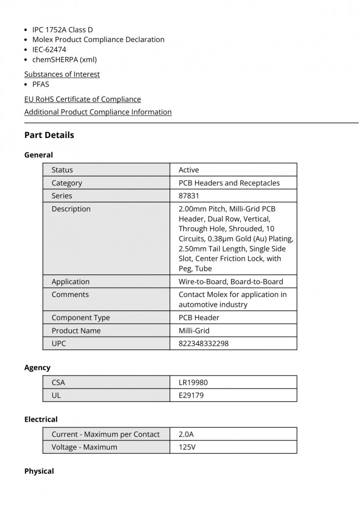MOLEX 878311045 technical document preview, page 2