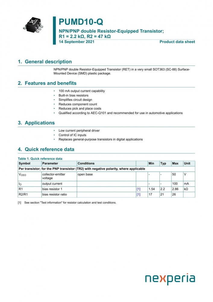 PUMD10-QX technical document page 1