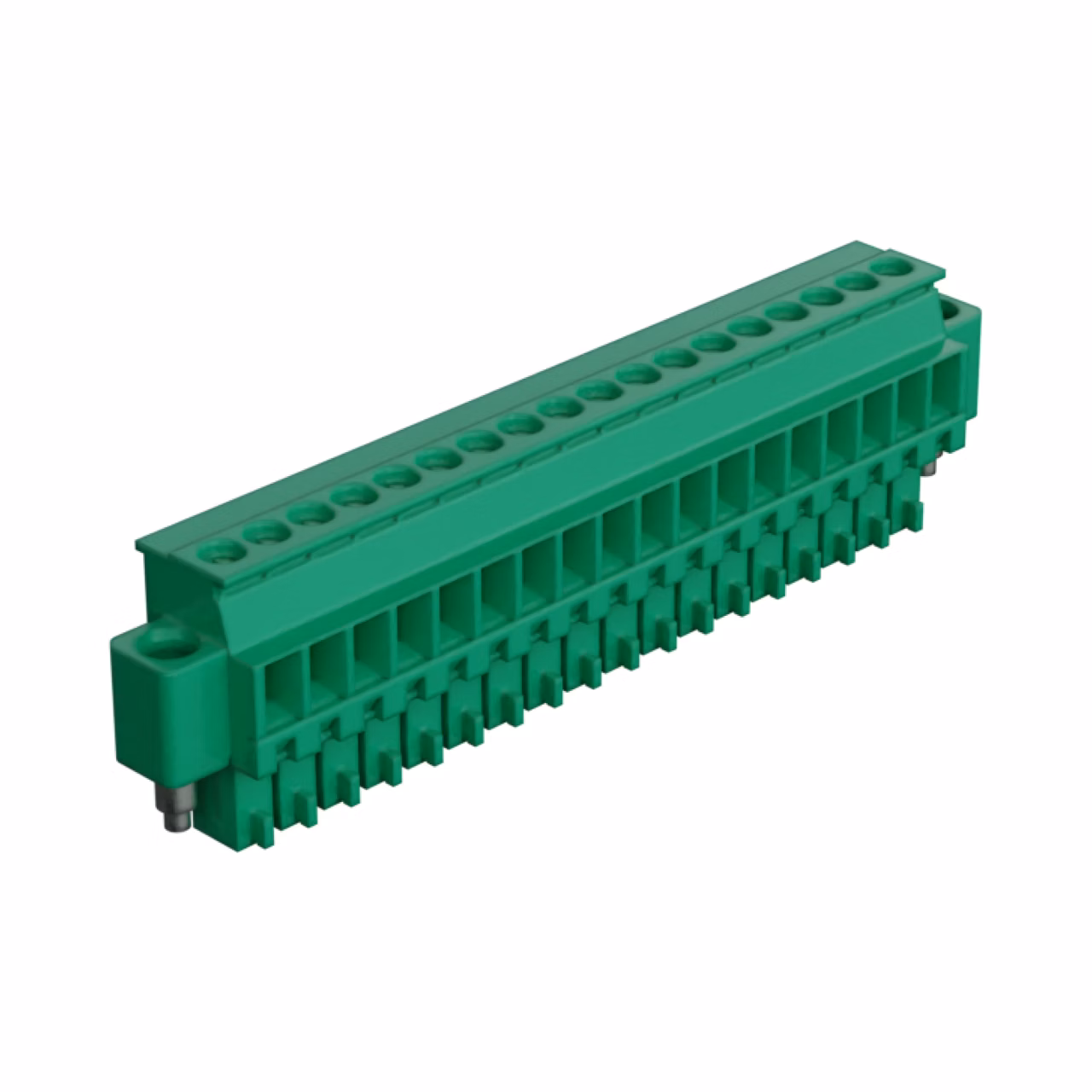 3.50mm Pitch Eurostyle Vertical Plug, with Retention Screws, Front Wire Entry, Green Housing, 18 Circuits for sale