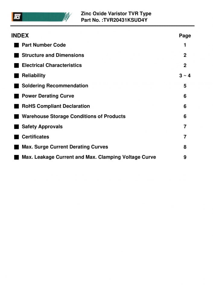 TVR20431KSUD4Y datasheet page 3