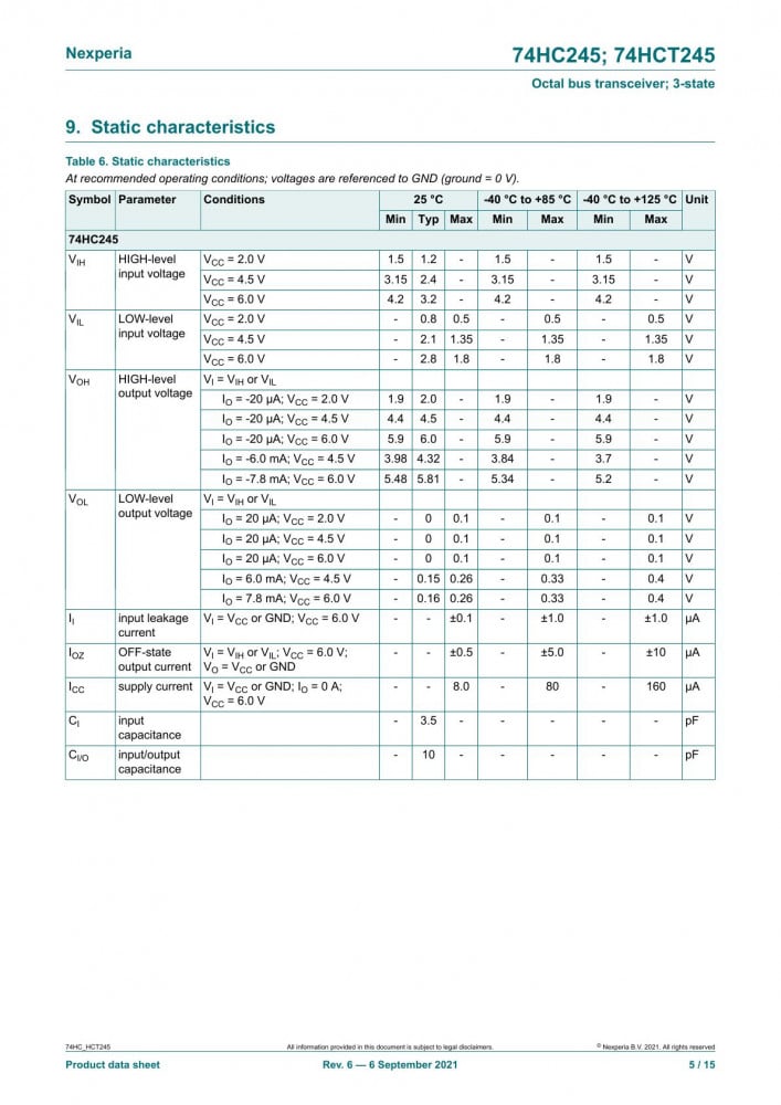 74HC245 datasheet page 5