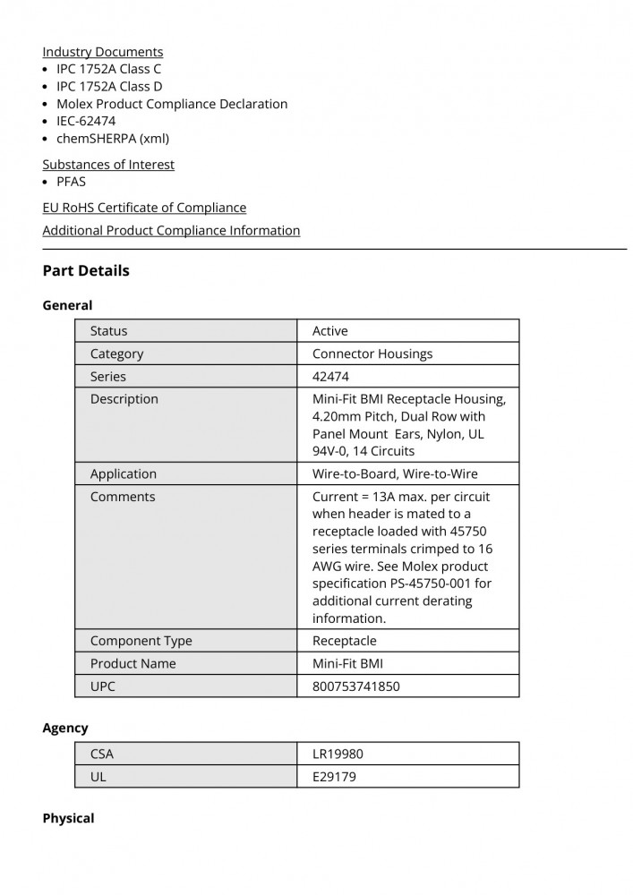 Mini-Fit Plus HCS specification preview, page 2