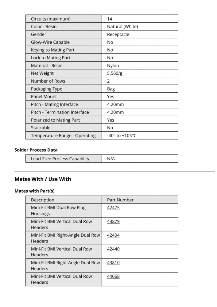 Mini-Fit Plus HCS specification preview, page 3