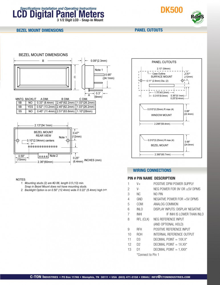 DK500 product documentation page 2