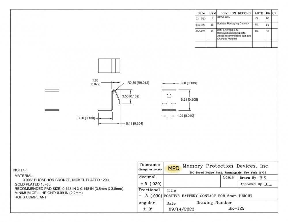 BK-122-TR technical drawing preview