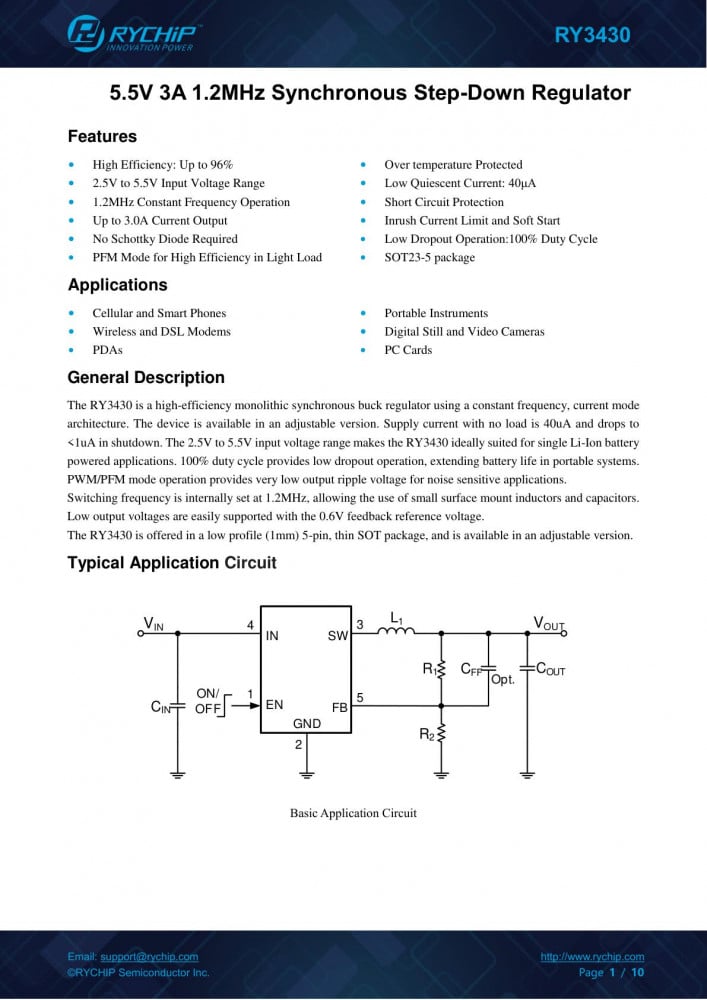 RY3430 datasheet page 1
