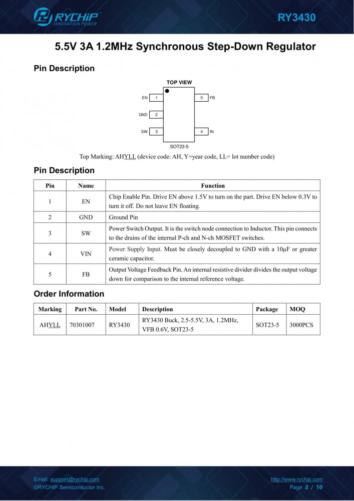 RY3430 datasheet page 2