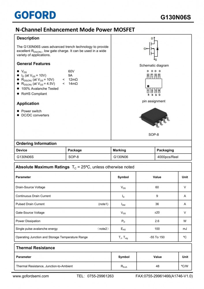G130N06S datasheet page 1