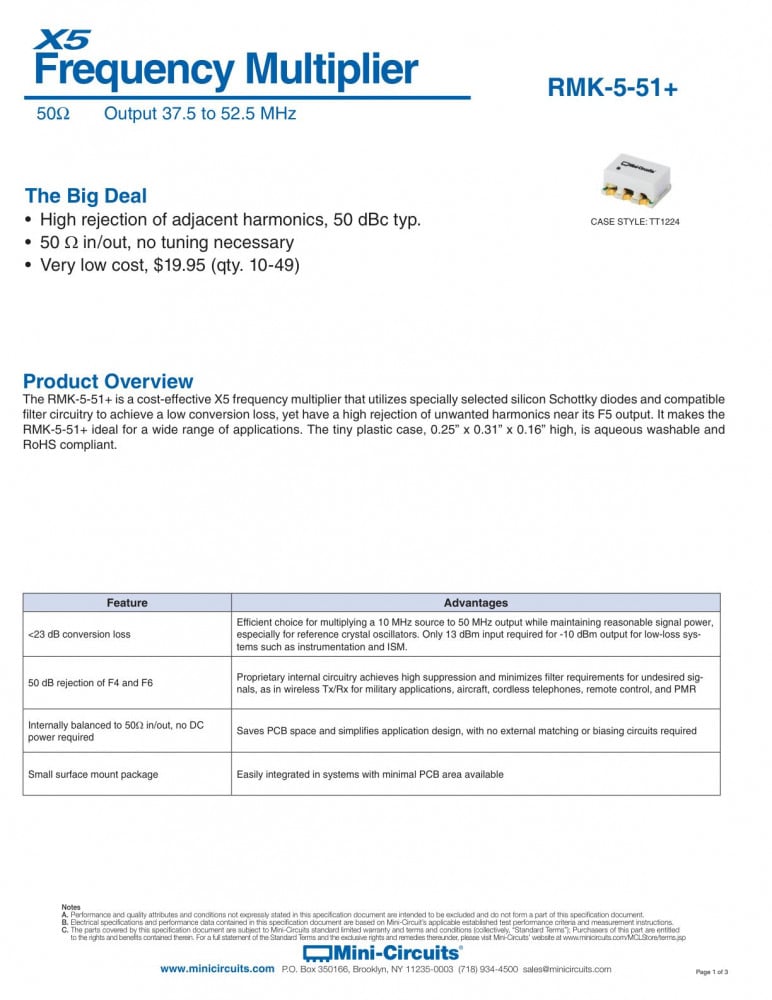 RMK-5-51+ datasheet page 1