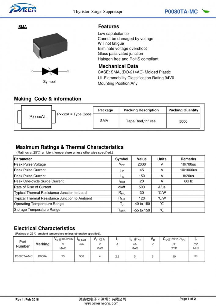 P0080TA-MC datasheet page 1