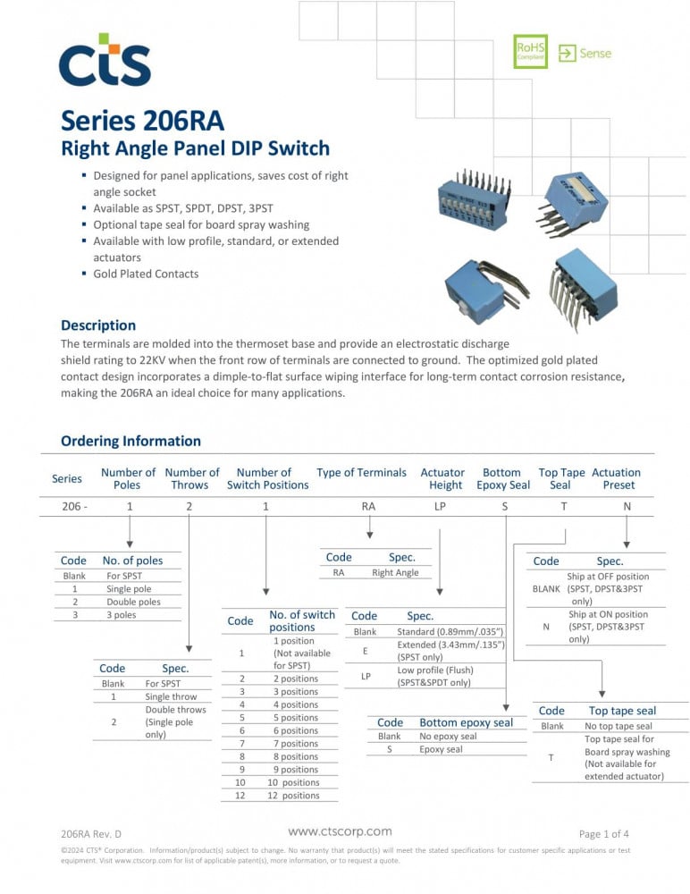 CTS 206RA datasheet page 1