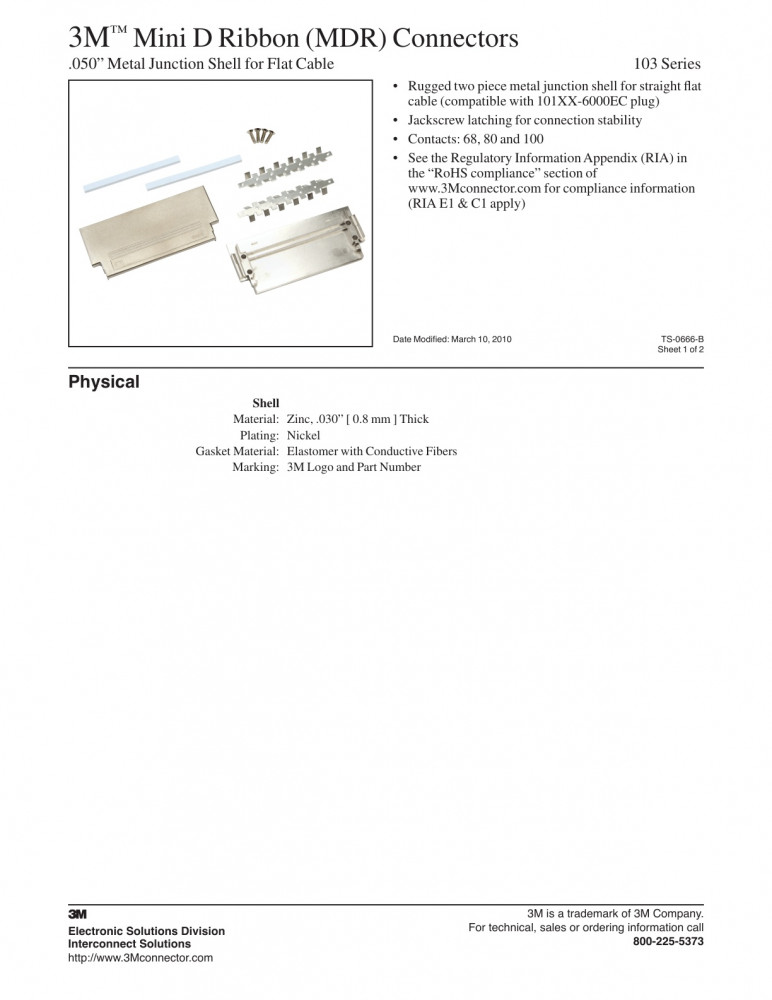 3M MDR 103 Series technical document page 1
