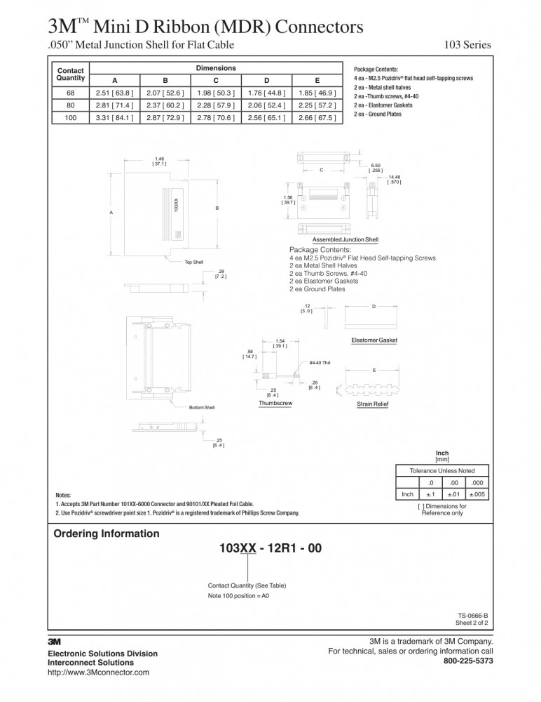 3M MDR 103 Series technical document page 2