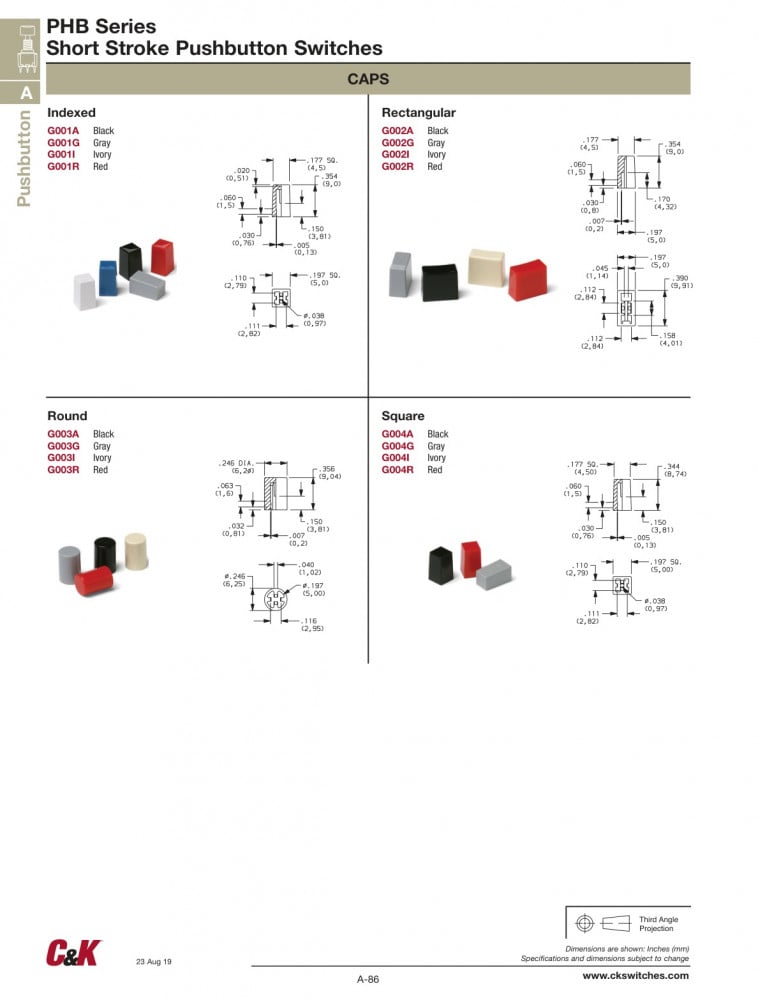 C&K PHB series documentation page 3