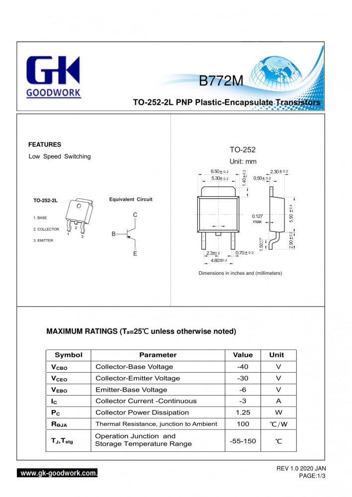 GOODWORK B772M datasheet page 1