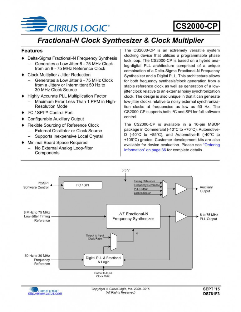 CS2000CP datasheet page 1