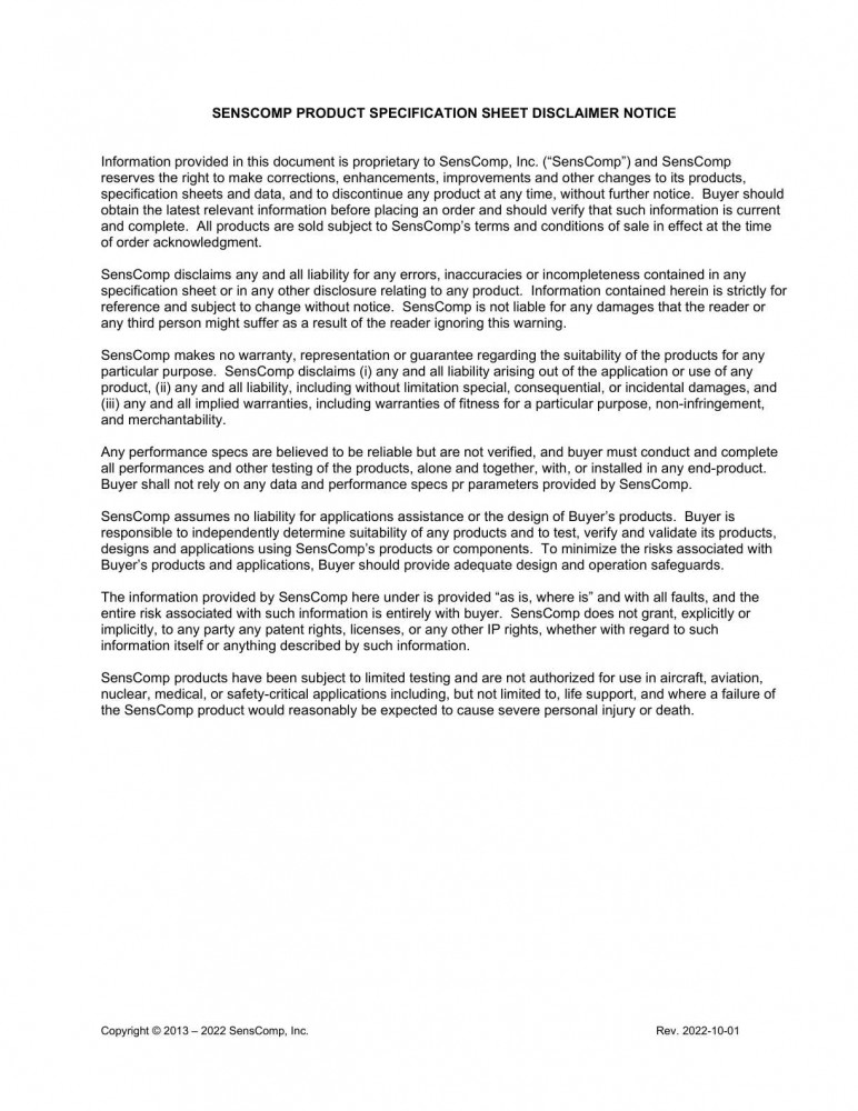 SensComp 40LT10 product specification page image 3