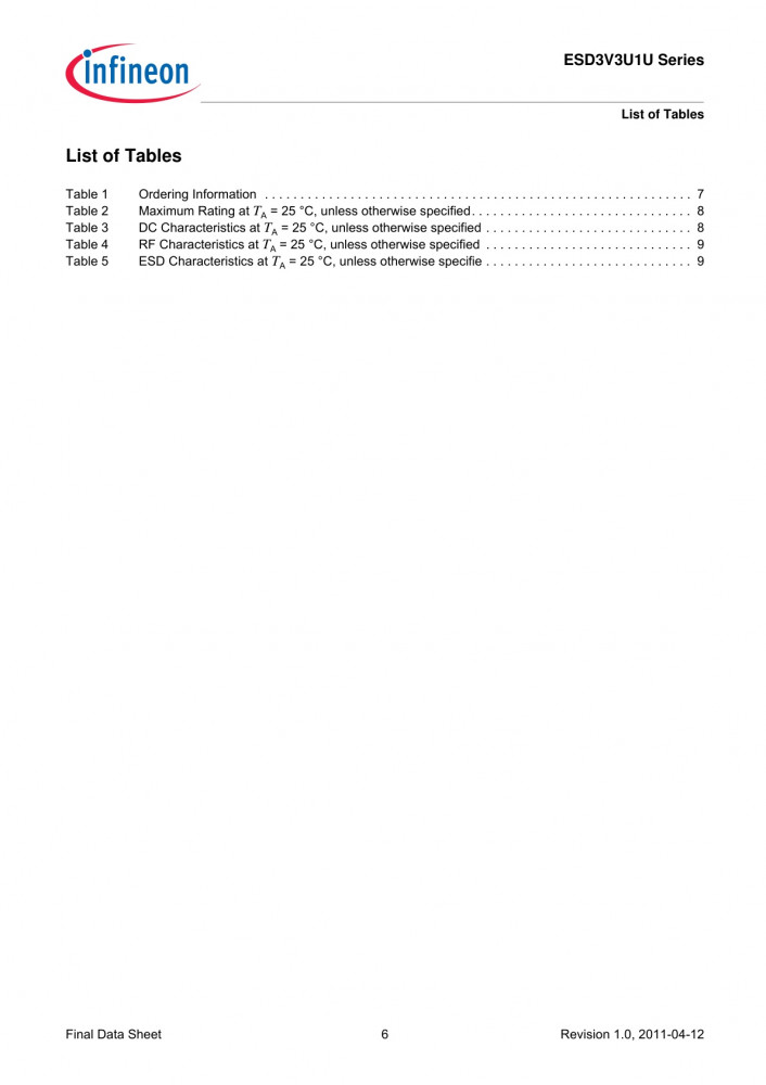Infineon datasheet page 6