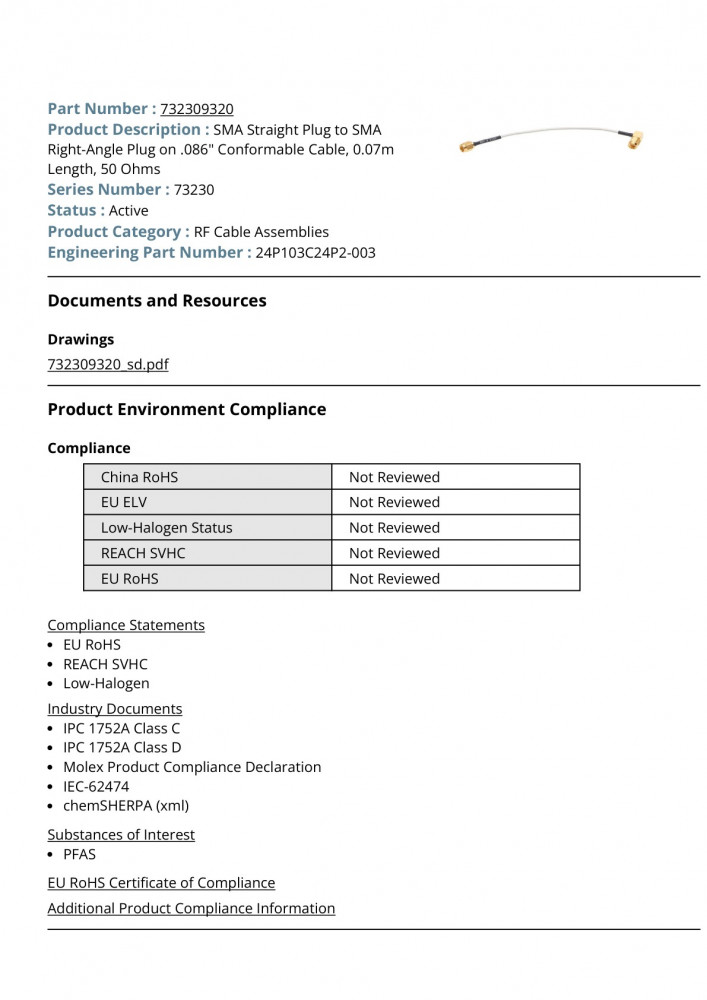 MOLEX 732309320 technical drawing page 1
