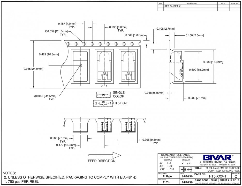 BIVAR HT5-BLU-T technical document page 3