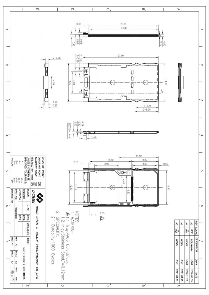 TR2007001 technical document page