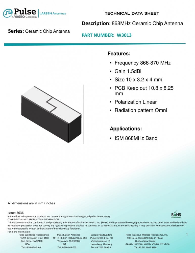 W3013 datasheet page 1