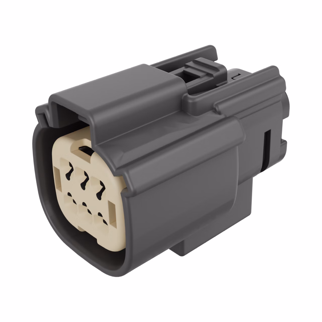 MX150 Mat-Sealed Female Connector Assembly, Dual Row, 6 Circuits, Keying Option C, without Connector Position Assurance, with Clipslot, Dark Gray for sale