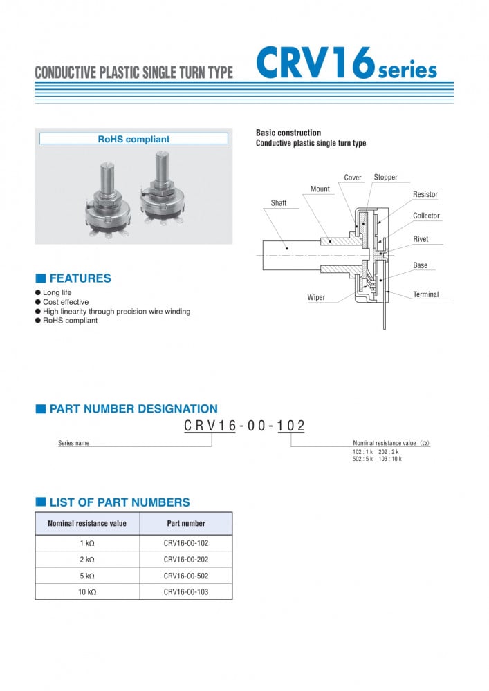 Nidec CRV16-00-103 datasheet page 1