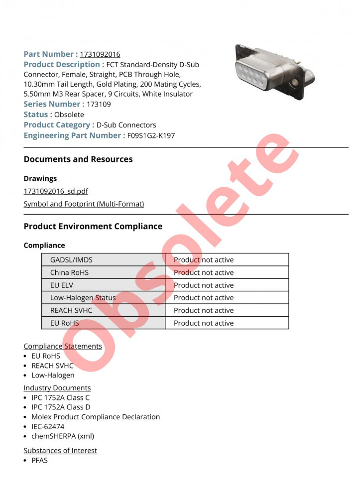 MOLEX 1731092016 technical document page 1