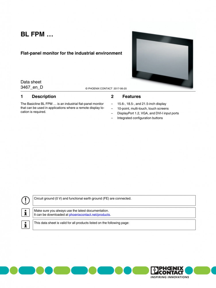 Phoenix Contact BL FPM 18.5 technical document page 1
