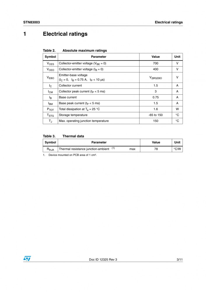 STN83003 datasheet page 3