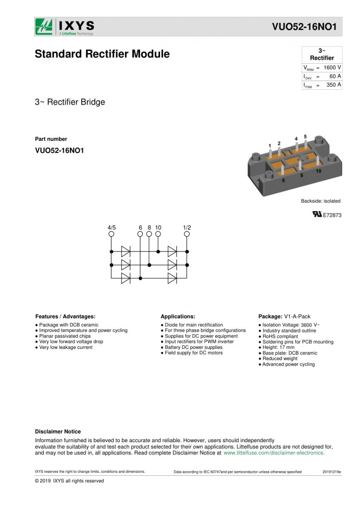 VUO52-16NO1 datasheet page 1