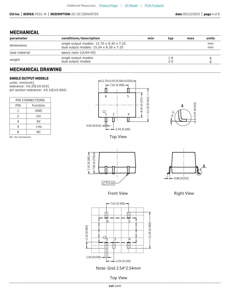 PES1-M datasheet page 4