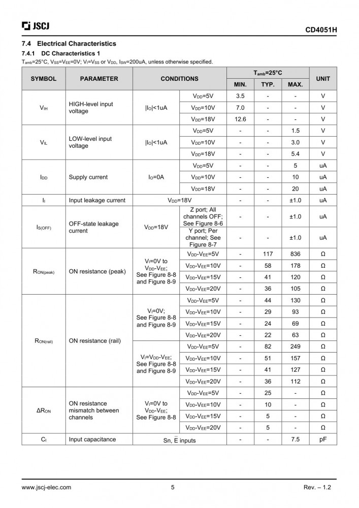 CD4051HBEN datasheet page 5