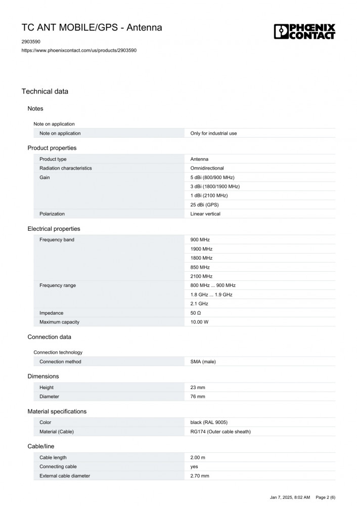 Phoenix Contact 2903590 technical document page 2