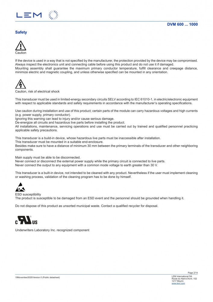 LEM DVM series datasheet page 2