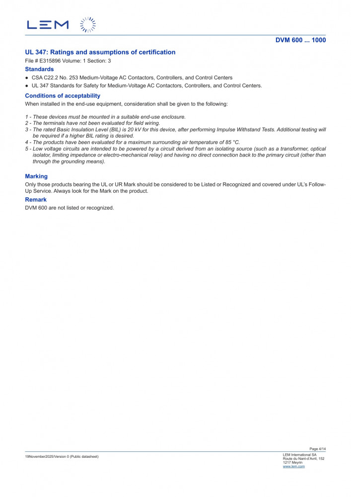 LEM DVM series datasheet page 4