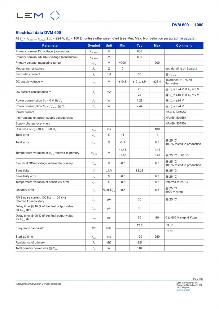 LEM DVM series datasheet page 6