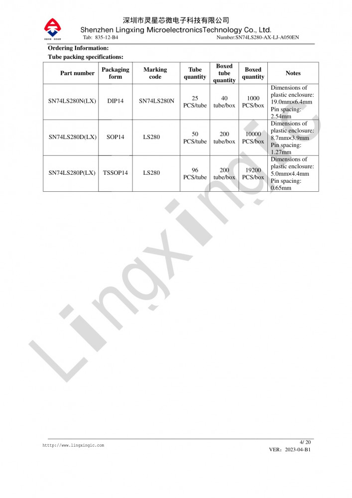SN74LS280N(LX) specification page 4