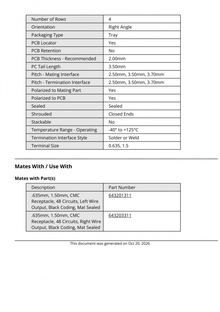 Technical document image 3 for MOLEX 5007621001