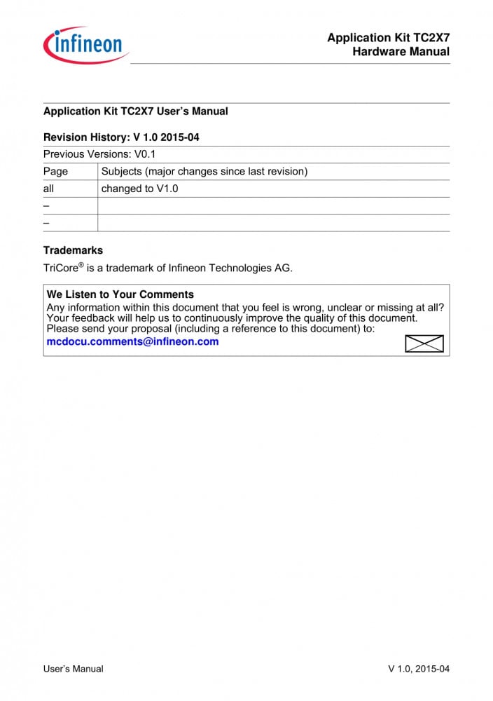 Application Kit TC2X7 hardware manual page 4
