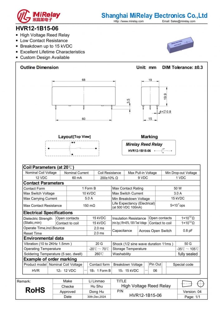 MiRelay HVR12-1B15-06 technical document