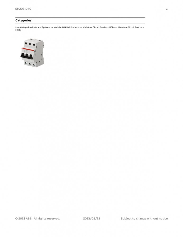 ABB SH203-D40 technical document page 4