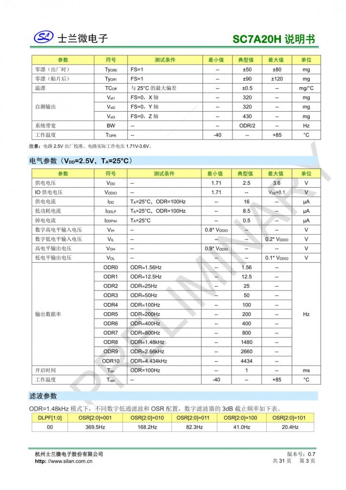 SC7A20HTR datasheet page 3