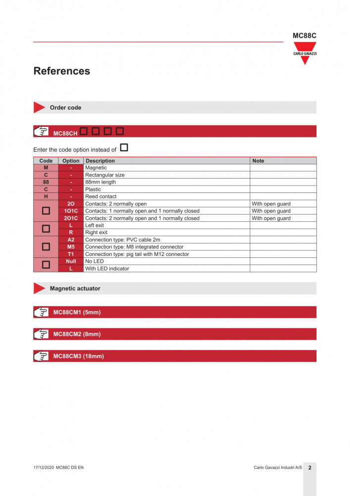 MC88C technical document, page 2