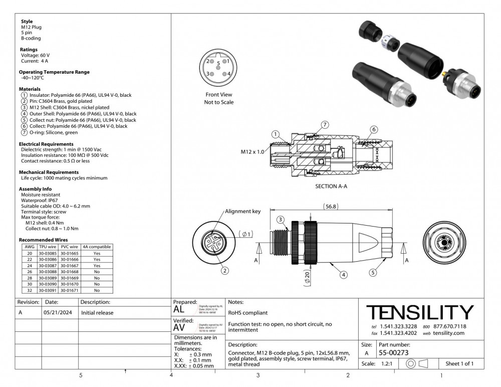 Tensility International 55-00273 product drawing and technical specification