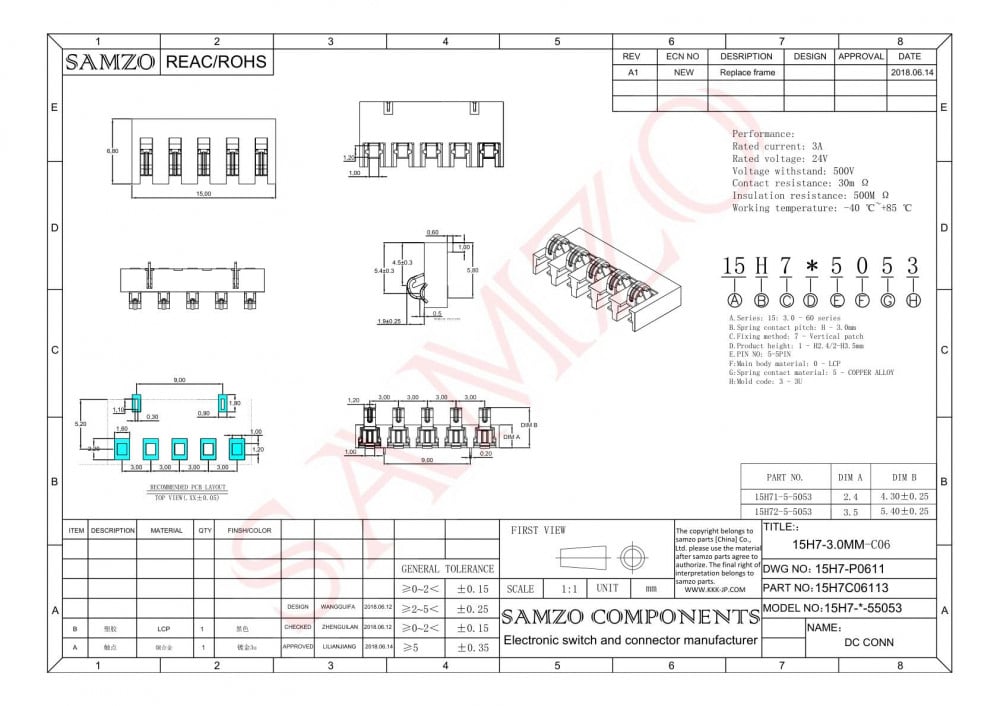 SAMZO 15H725053 technical drawing